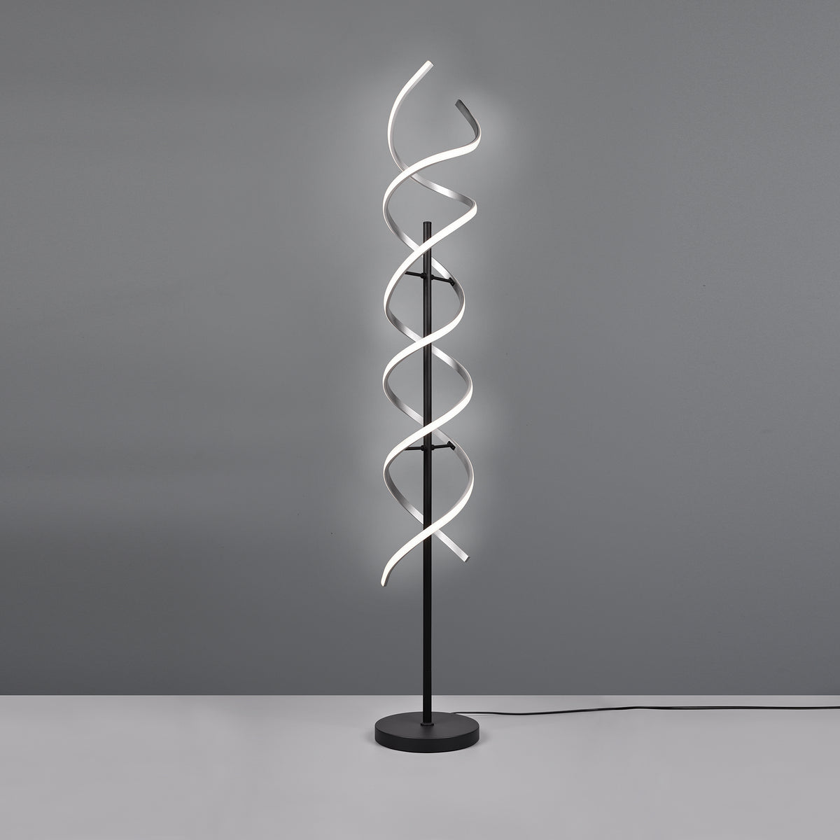LED Integrated Floor Lamp with Adjustable White Light Colour - Brushed ...