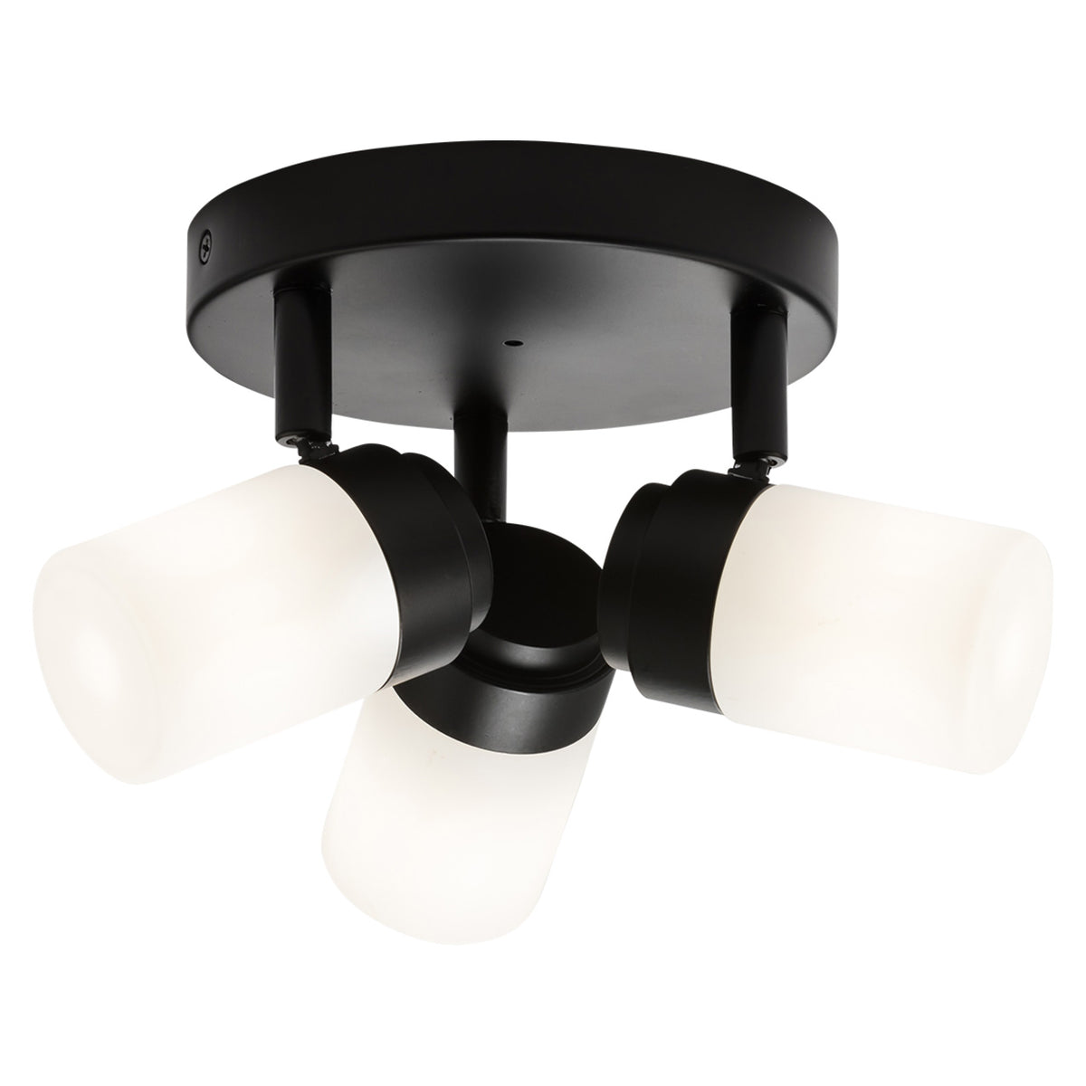 3 Light Bathroom Spotlight Frosted Glass and Matt Black IP44 (1435BA02 ...