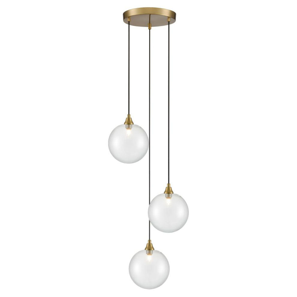 3 Light Cluster Aged Brass with Clear glass (0194GALFL24683364 ...