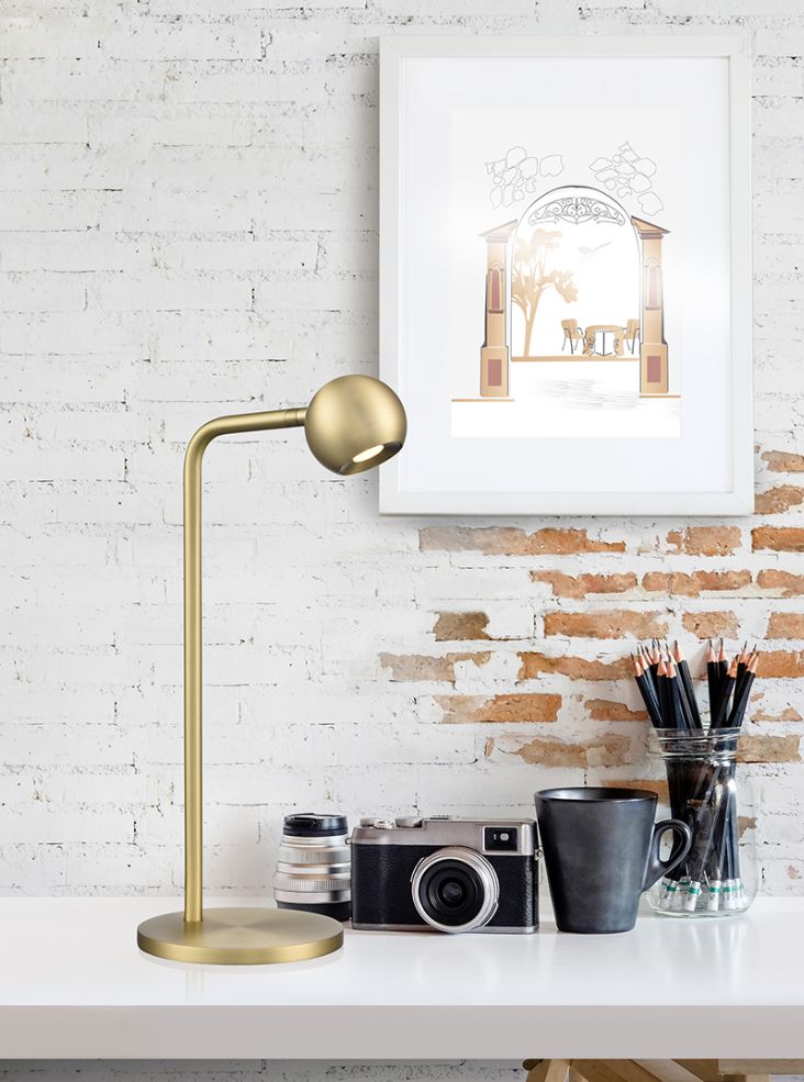 LED Table Lamp in Satin Brass (0194IRITL208) – Harrison Lighting