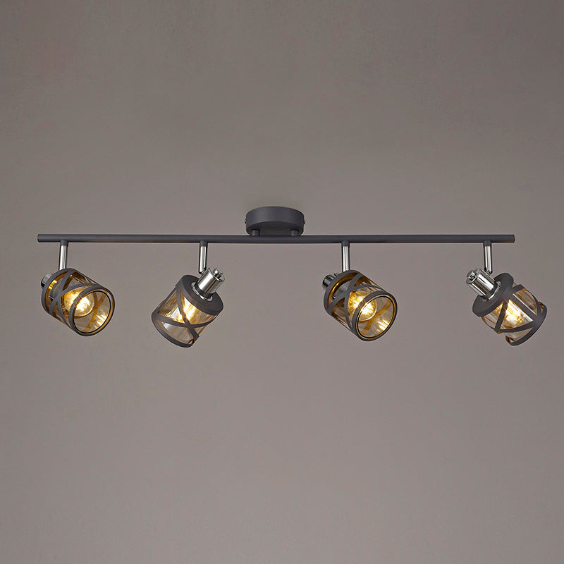 4 Light Linear Bar Spotlight, Matt Grey/Polished Chrome/Cognac (1230SP ...