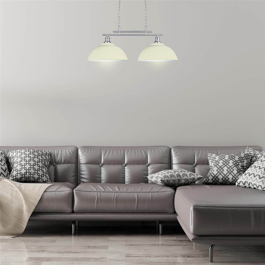 2 Light Bar Ceiling Pendant - Cream Metal Shades (0483FUS09322CR ...