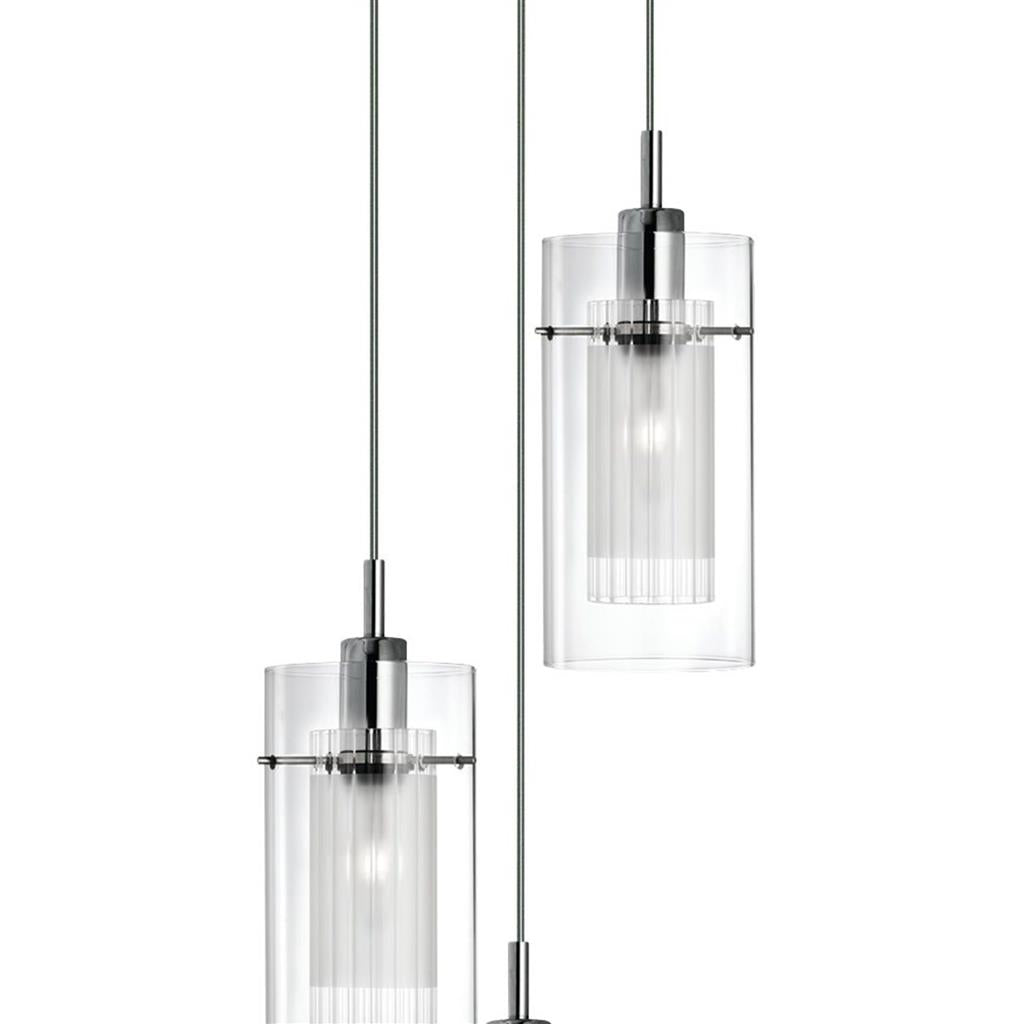 3 Light Multi-Drop Pendant - Chrome & Double Glass (0483DUO23003 ...