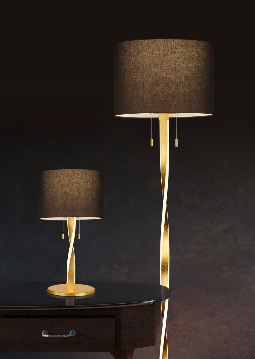 LED Integrated Table Lamp In Gold with White Black Shade (1542NAN0379 ...