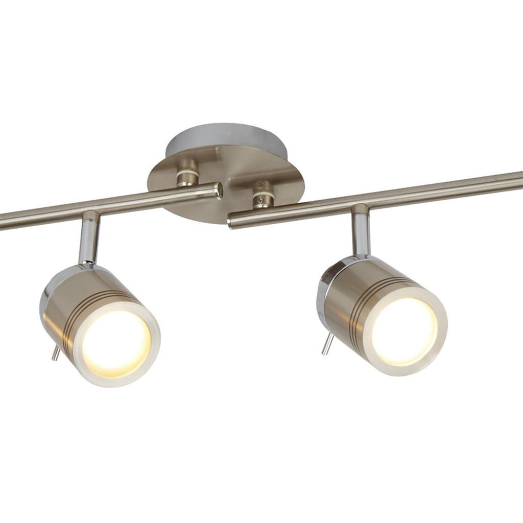 4 Light Bathroom Split Bar Spotlight- Satin Silver IP44 (0483SAM6604SS ...