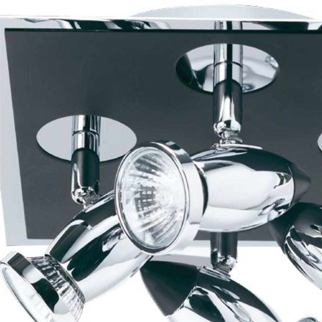 4 Light Square Spotlight in Matt Black & Polished Chrome (0483COM7494 ...