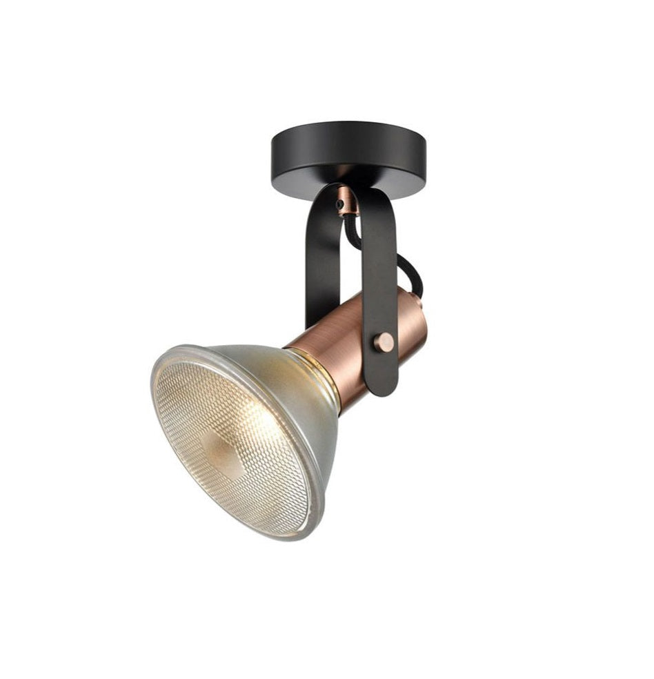 1 Light Spotlight Fitting in Matt Black with Brushed Copper Finish (01 ...
