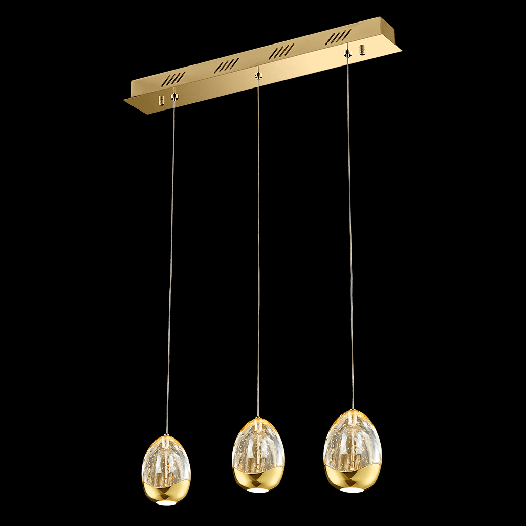 3 Light LED Ceiling Bar Pendant in Gold and Clear Glass (1476TERMD1300 ...