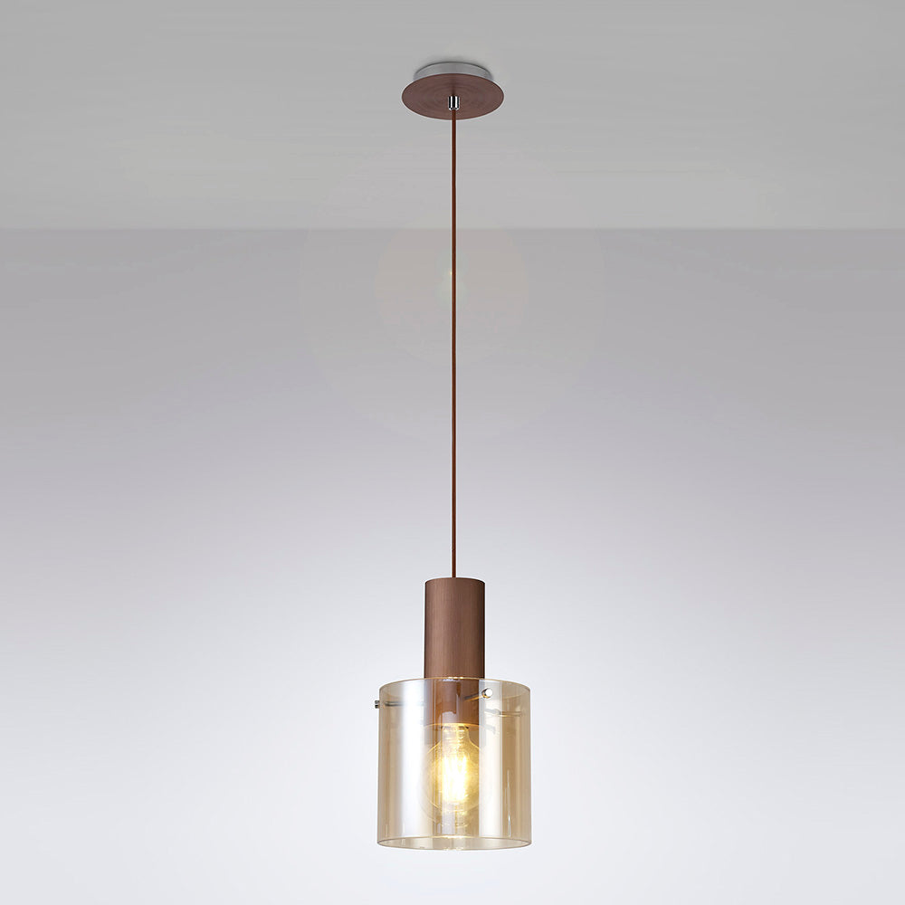 1 Light Single Pendant, Mocha / Amber Glass (1230CHE18A) – Harrison ...