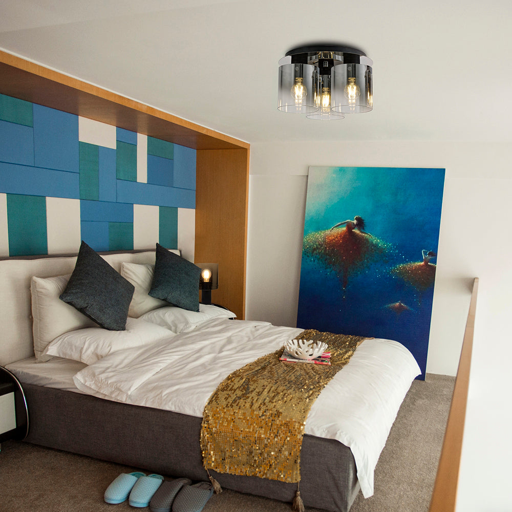 3 Light Ceiling Flush, Black / Smoke Fade Glass (1230CHE36C) – Harrison ...