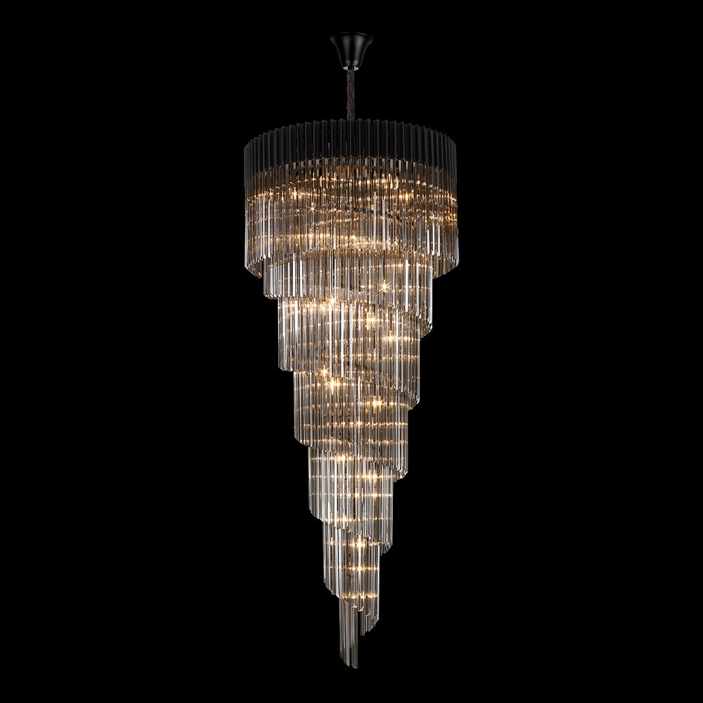 31 Light Ceiling Pendant in Polished Nickel finish with Smoked Sculpte ...
