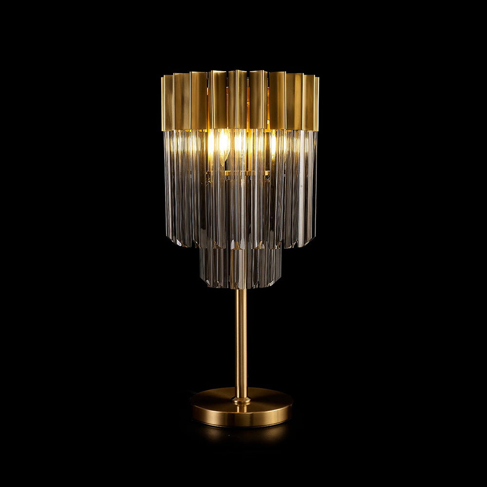 3 Light Table Lamp in Brass finish with Smoked Sculpted Glass (1230GEN ...