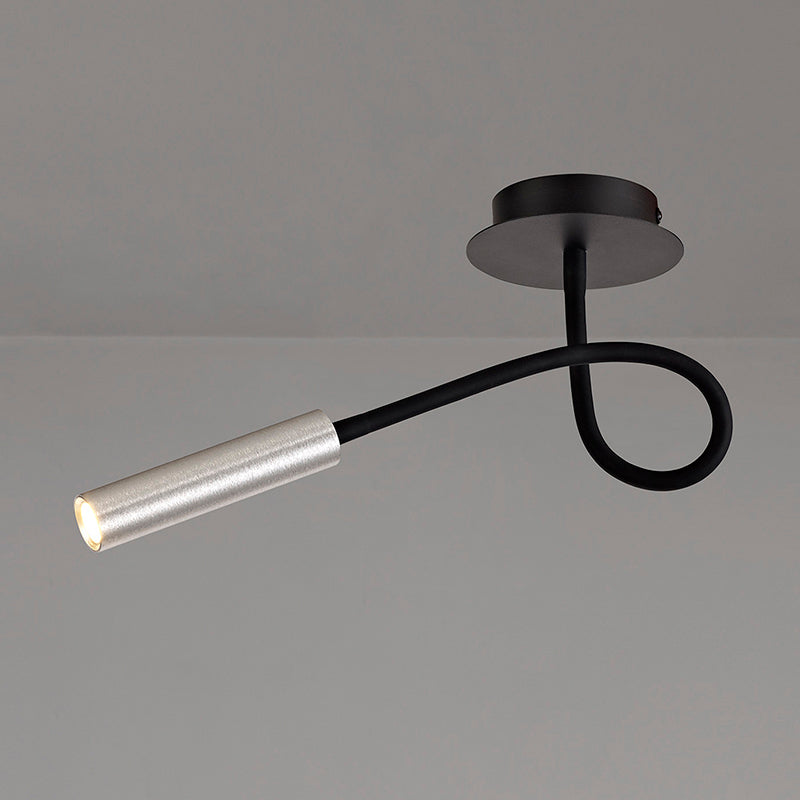 1 Light Flexible Ceiling Pendant, Black and Aluminium Finish (1230TUB1 ...